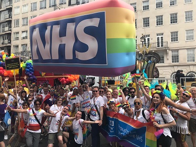 Guy's and St Thomas' celebrates Pride with NHS rainbow badge blimp ...
